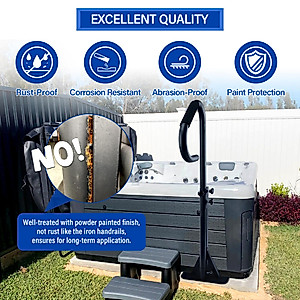 TCFUNDY Hot Tub Handrail, Adjustable 60" Slide Spa Hot Tub Hand Rail, Under Base Spa Step Side Railing 700 LBS Load, Heavy Steel Spa Handrail for Hot Tub with Sponge Rubber Grip, Rotatable Handle