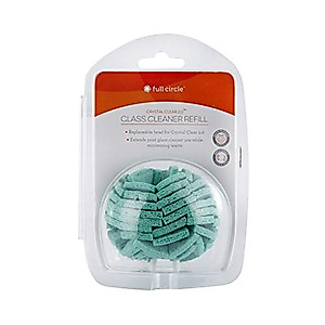 Full Circle Crystal Clear 2.0 Replaceable Glass Cleaner - Gentle Sponge Cleaning Brush for Washing Glasses – Bamboo Handle and Layered Cellulose Sponge Kitchen Dish Brush, One Size, White