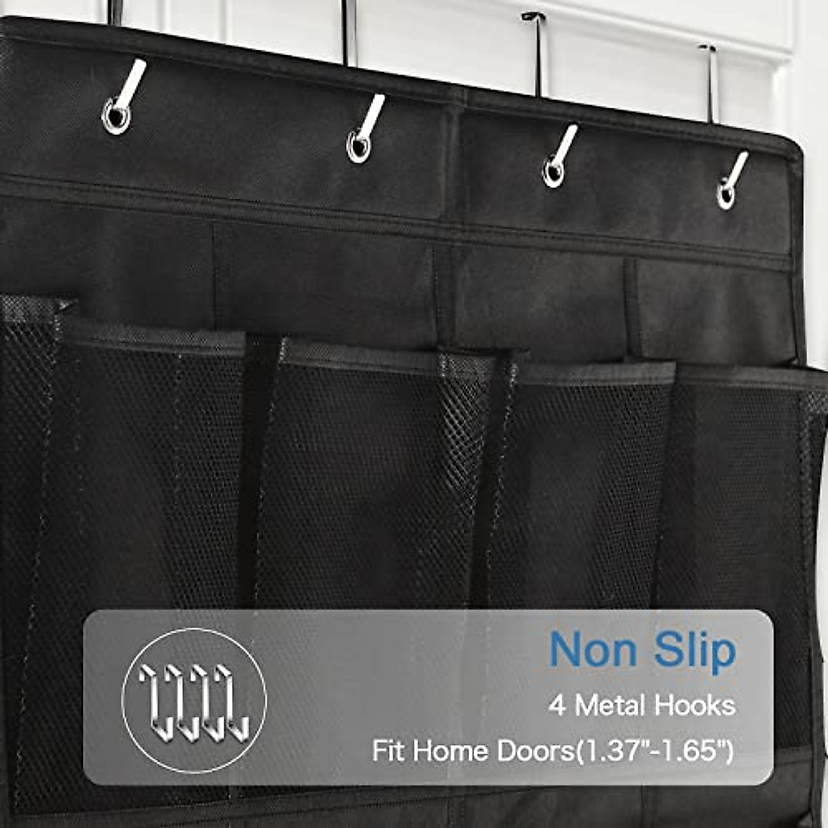 HKCDUUT Hanging Shoe Storage Organizer Over the Door 28 Large Mesh Pockets Door Storage Shoe Holders Shoe Rack for Closet Behind Door Organizer, Black 67"X22"