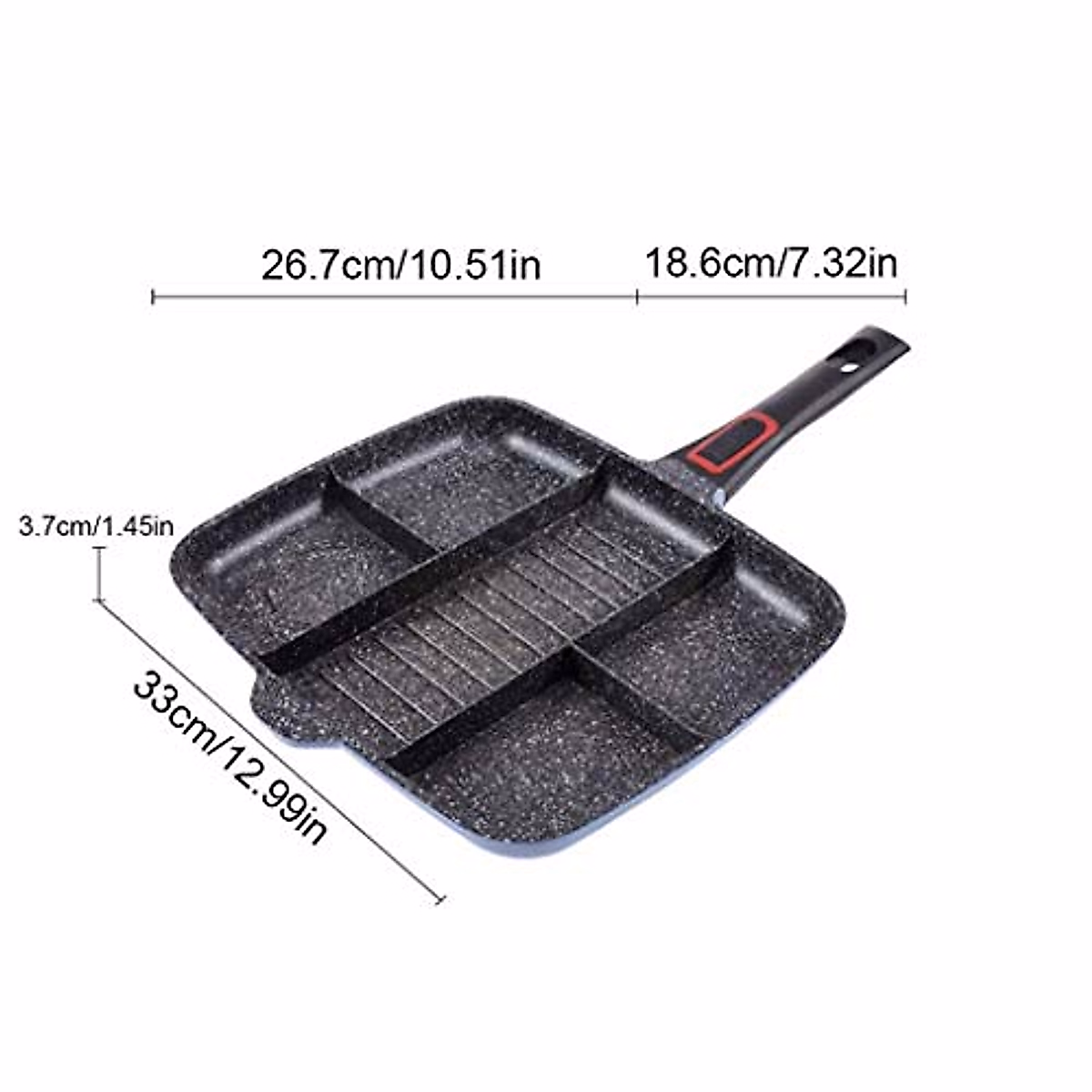 ZHYHSM-111 Frying Pan, Master Pan Non-Stick Divided Grill/Fry/Oven Meal Skillet, Black, Suitable for Cooking Eggs, Bacon, Pancakes