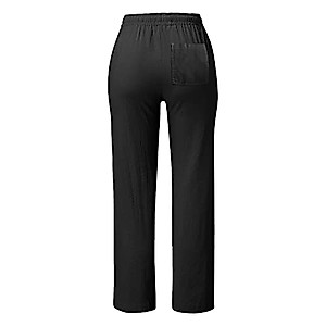 SHAOBGE Womens Casual Pants Straight Leg Drawstring Elastic High Waist Loose Comfy Trousers with Pockets