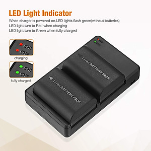 LP-E6NH High Capacity Batteries Pack (2950mAh) and Dual Battery Charger for LP-E6NH Battery for 90D, 80D, 70D, 60D, 60Da, 7D, 7D Mark II, 6D, 6D II, 5D IV, R, R5, R6 Cameras