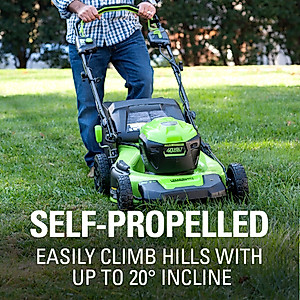 Greenworks 40V 21-Inch Brushless Self-Propelled Mower 6AH Battery and Charger Included, M-210-SP