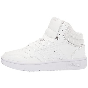 adidas Women's Hoops 3.0 Mid Basketball Shoe, White/White/Dash Grey, 8