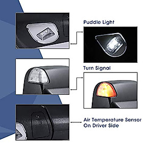 Towing Mirror for Dodge Ram - Replacement fit for 2009-2018 Dodge Ram 1500 2500 3500 Pickup Truck with Power Adjusted Glass Heated LED Turn Signal Light Puddle Lamp Temp Sensor Flip Up Pair Set