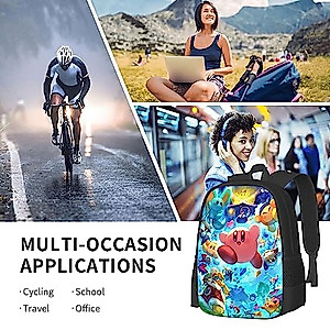 Kir-By Casual Backpack Large Capacity Laptop Bags Lightweight Travel Daypack Anime Shoulders Bag For Hiking Travel Camping Work