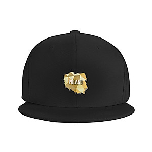 Qauirfe Poland Map Hat Adult Adjustable Baseball Cap Trucker Hats Black