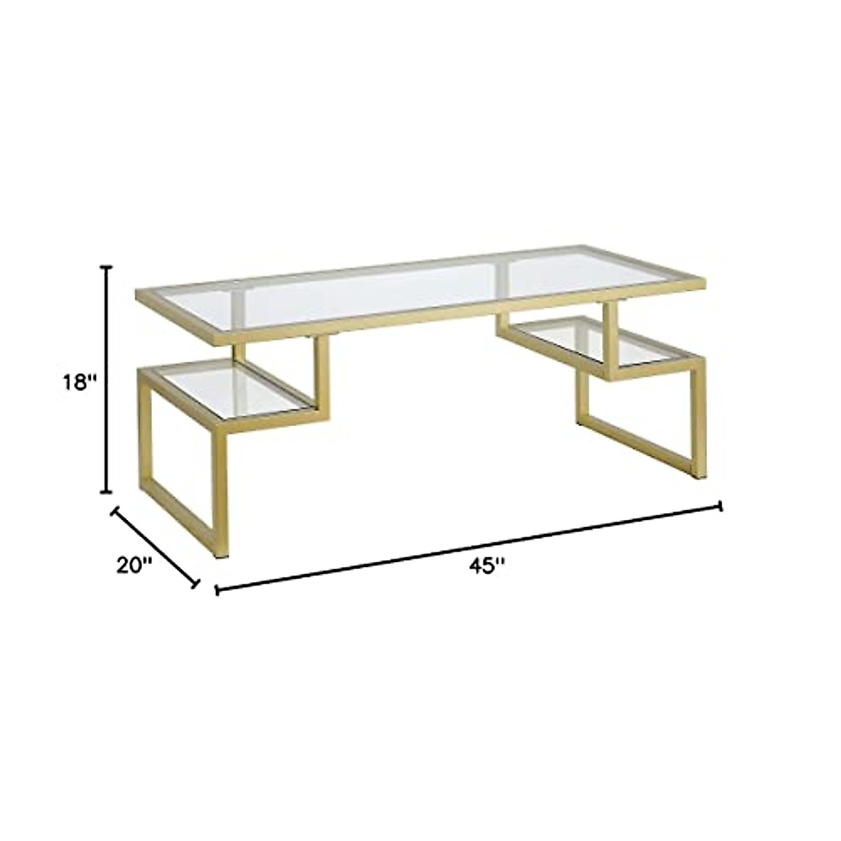 Zander 45'' Wide Rectangular Coffee Table in Brass