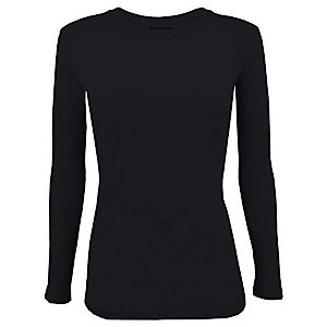 BaHoki Essentials Long Sleeve Undershirts for Scrubs - Great Stretch and Layering Piece - Multipurpose and Durable -Use with Scrubs and Lab Coats - for Nurses, Doctors, Women, and Men Black