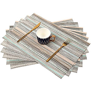 Sayopin Placemats, Placemats Set of 6, Woven Vinyl Placemats, Placemats for Dining Table, Place Mats Indoor, Easy to Wipe Clean Table Placemats, Washable Placemats for Everyday Use