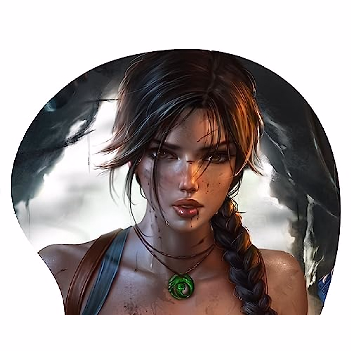 JWZPILLOW Tomb Raider 3D Anime Mouse Pads with Silicone Gel Wrist Rest Non-Slip Gaming Mousepads (Laura)