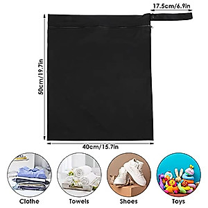 Prasacco Travel Laundry Bag, Waterproof Wet Bag Reusable Dirty Clothes Bag for Traveling Gym Swimming Yoga Clothes, 1 Pack Black