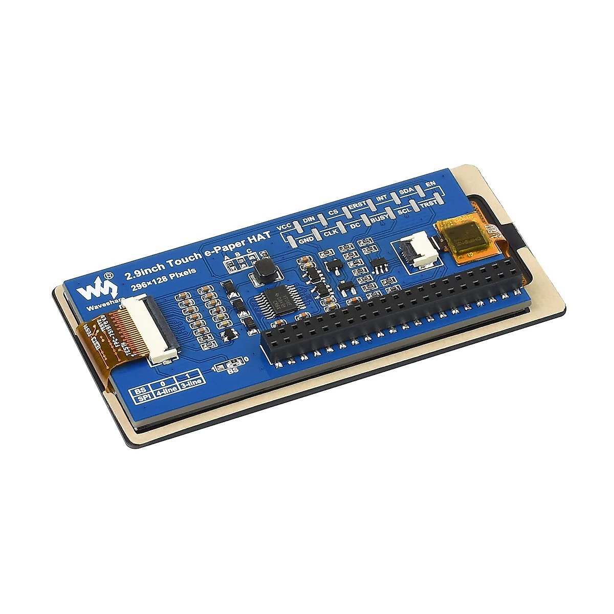 2.9inch Touch E-Paper Display HAT for Raspberry Pi 4B/3B+/3B/2B/Zero/Zero W/WH, 296×128 Pixel 5-Points Black/White 3.3V/5V Capacitive Touch E-Ink Screen, SPI Interface Support Partial Refresh