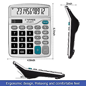 8 Pack Desk Calculators with Big Buttons and Large Display Dual Power Desktop Calculators 12 Digit Solar Power Calculator for Office, Home, School