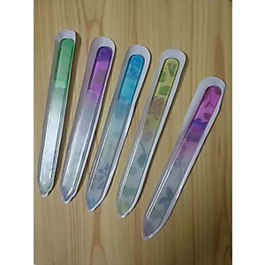 Premium Crystal Glass Nail Files Manicure Set, Professional Double Sided Pedicure Files - Best Glass Nail Files for Natural Nails - Colorful Flower Pattern - 5 Pieces