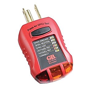 Gardner Bender GFI-3501 Ground Fault Receptacle Tester & Circuit Analyzer, 110-125V AC, for GFCI / Standard / Extension Cords & More, 7 Visual LED Tests , Red