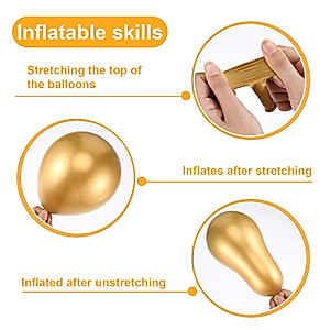 Sumind 100 Pieces 5 Inch Metallic Gold Balloons Decorative Latex Balloons for Birthday Wedding Engagement Festival Graduation Party Decorations