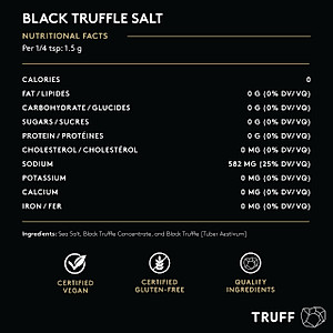 TRUFF Black Truffle Salt, Fine and Coarse Sea Salt, Dried Black Summer Truffles, Specialty Seasoning for A Truly Aromatic Flavor Experience, For the Finest Steaks or Unique Everyday Popcorn (5.3 oz)