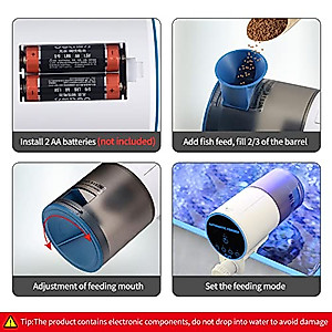 Boxtech Automatic Fish Feeder - Aquarium Tank Timer Fish Feeder Two 1.5V Battery Operated Programmable - Auto Fish Food Dispenser for Aquarium (Packed Without Batteries)