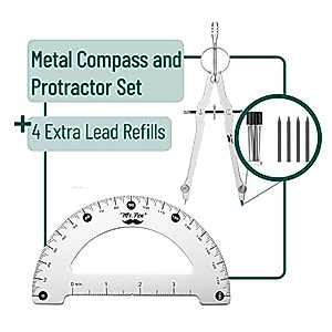 Mr. Pen- Metal Protractor and Metal Compass Set, Compass for Geometry, Geometry Set, Compasses, Protractor and Compass, Protractor for Geometry, Drawing Compass, Math Compass, Math Compass