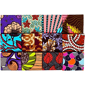 12 Pcs African Print Fabric Fat Quarters Scraps African Fabric by Yard for Sewing Face Covering Make, Craft Projects and DIY Patch Work, 19.5 x 15.7 Inch/ 50 x 40 cm