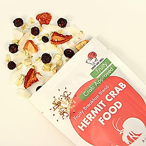 Snout and Shell Fruity Breakfast Blend Hermit Crab Dry Food - High Protein & Nutrient Blend Diet of Rolled Oats, Blueberries, Strawberry, Banana, Sprouted Seeds Mix - Aquatic Pet Snack Treat | 65g