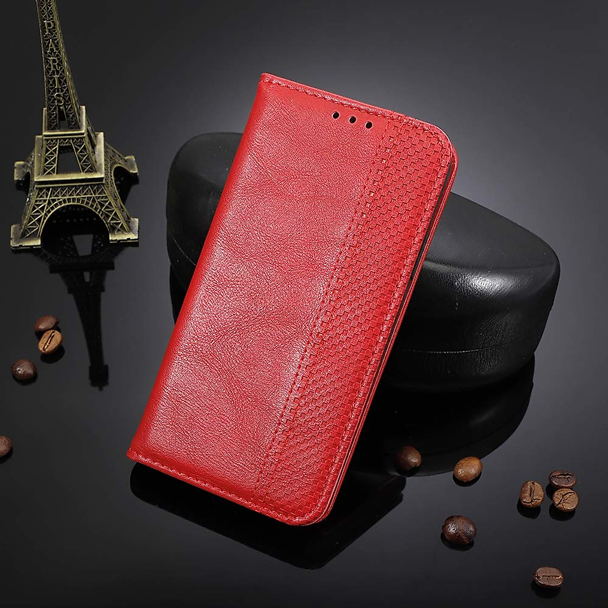 Tznzxm for TCL ION V Case,TCL ION X T607DL Wallet Case,PU Leather Flip Book Style Cover with Kickstand Card Holder Slots Protective Magnetic Phone Case for TCL ION V/TCL ION X T607DL Red