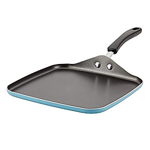 Farberware Cookstart DiamondMax Nonstick Square Deep Grill Pan/Griddle, Dishwasher Safe, 11 Inch - Aqua