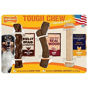 Tough Chew Dog Toys Variety 3 Pack Bully Stick Flavor Bacon Flavor Chicken Flavor
