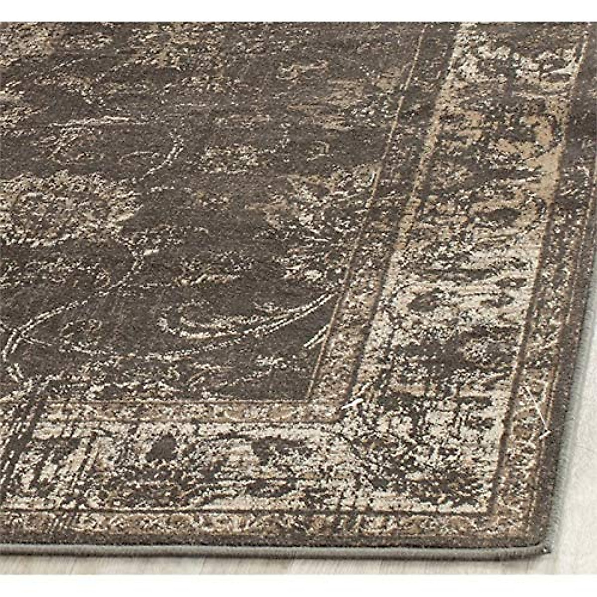 SAFAVIEH Vintage Collection Accent Rug - 2' x 3', Soft Anthracite, Oriental Distressed Viscose Design, Ideal for High Traffic Areas in Entryway, Living Room, Bedroom (VTG117-330)