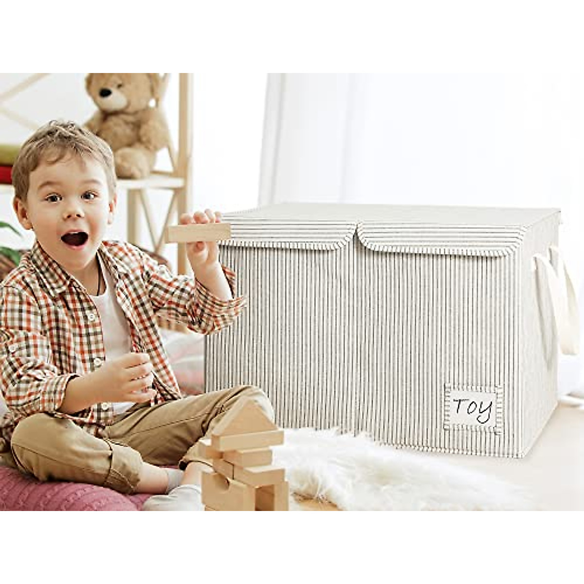 StorageWorks Set of 3 Kids Toy Chest, Storage Bin with Flip-Top Lids, Storage Bins for Clothes