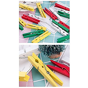 200 Pack Colored Wooden Clothes Pins, 10 Colors Wooden Clothes Pins with 66FT Jute Twine, Rainbow Clips for Photos, Pictures, Clothing Hanging (2.83 in)