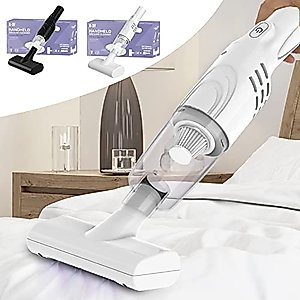 Dianli Cordless Vacuum Cleaner with 30 Mins Long Runtime, Powerful Suction,Lightweight Cordless Mattress Vacuum Cleaner, Portable Handheld Lazy Home Vacuum Cleaner, for Bed, Sofa, Carpet, Car (White)
