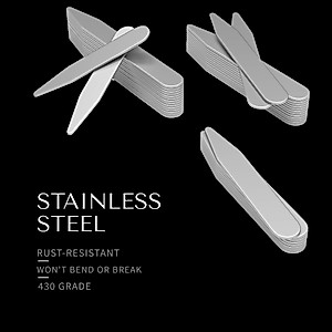 Quality Stays Metal Collar Stays for Men – Set of 40 Dress Shirt Collar Stays for Men, 3 Sizes in a Divided Box