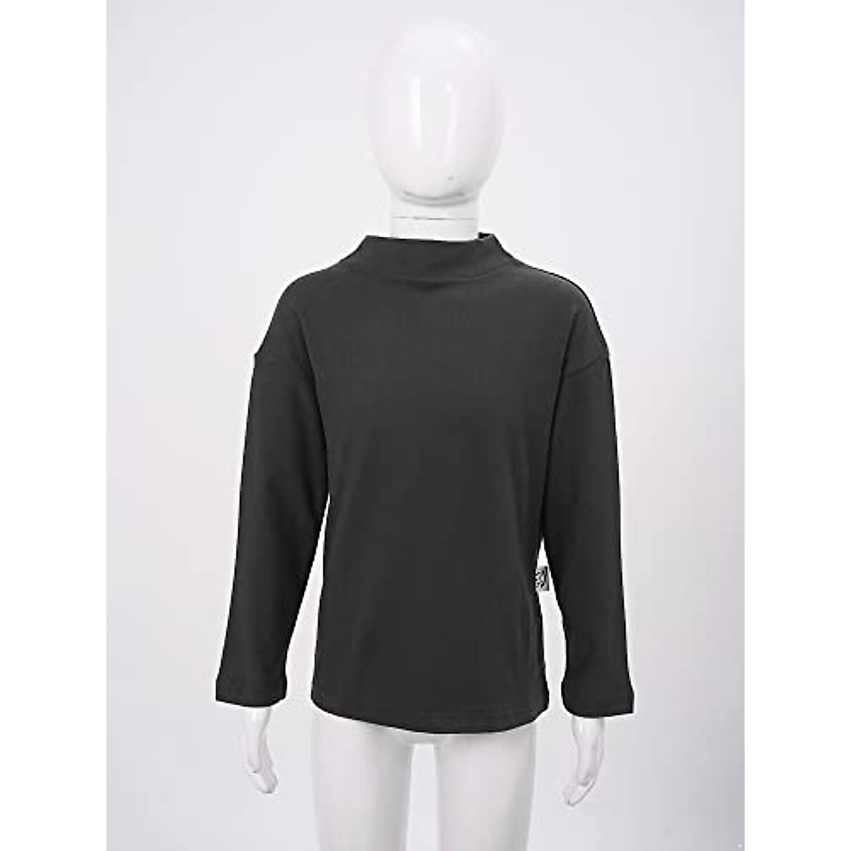 Xnihocha Kids Boys Girls Turtleneck Thermal T-Shirts Long Sleeves Tops Cotton Tee Undershirts Black 9-10 Years