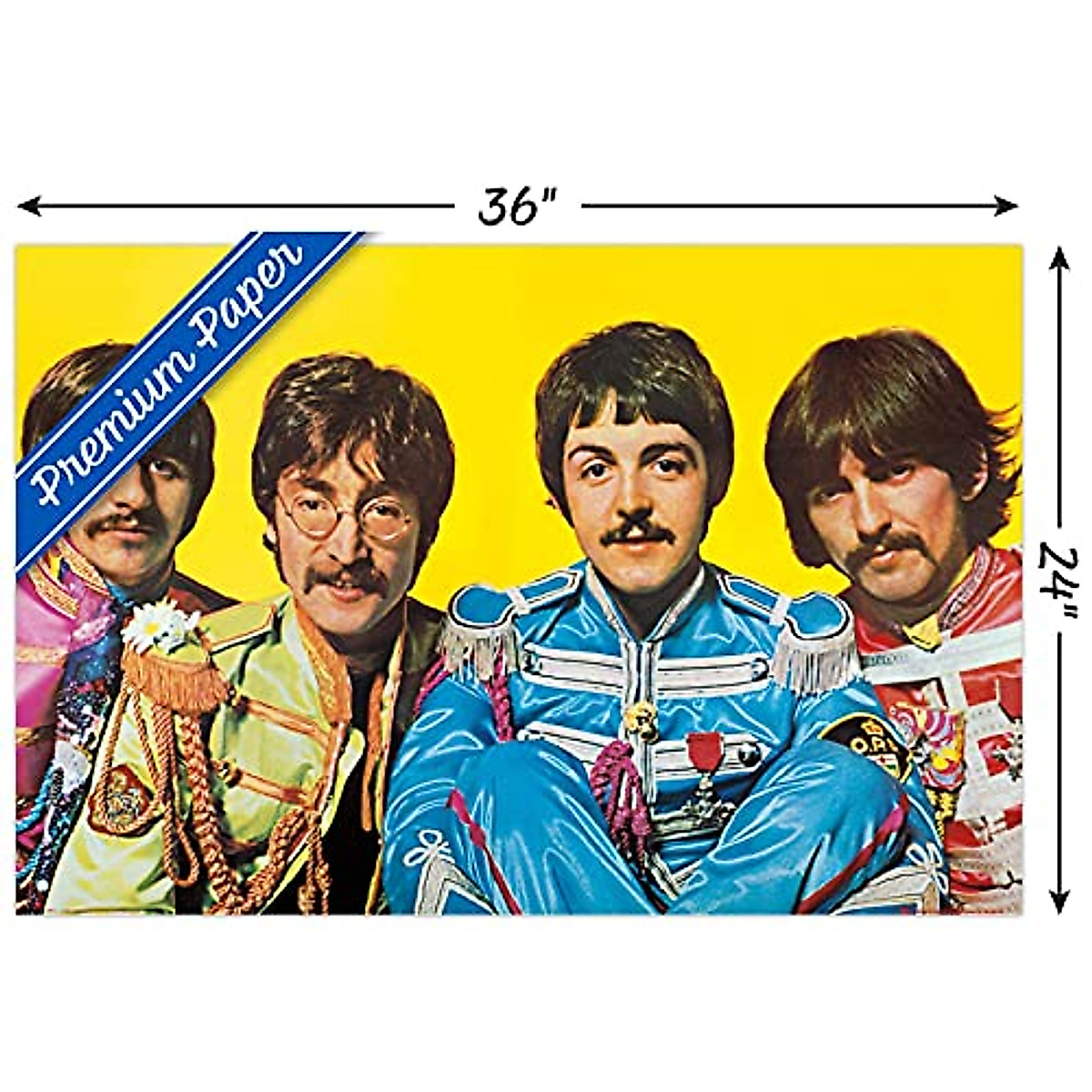 Trends International 24X36 The Beatles - Lonely Hearts Wall Poster, 24" x 36", Premium Unframed Version