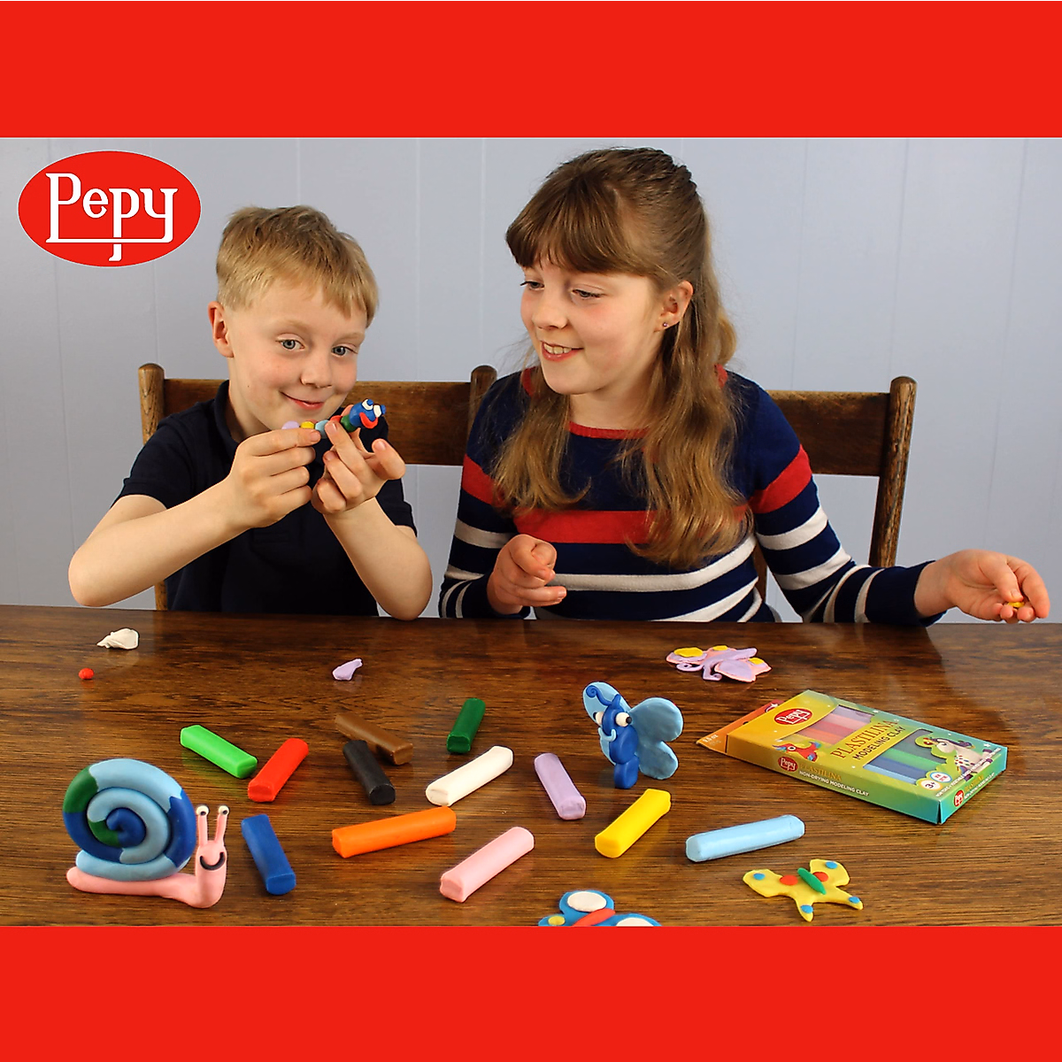 Pepy Plastilina Reusable and Non-Drying Modeling Clay; Box of 12-Color Sticks, 0.8 Ounce Each, Perfect for Arts and Crafts Projects