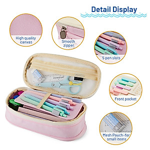 Sonuimy Large Capacity Pencil Case Pouch with Zipper, Portable Aesthetic Cute Big Capacity Pencil Cases Pen Office Travel Stationery Makeup Bag, Desk Organizer for College Adults Women Men- Sky Blue