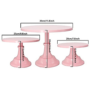 3-Set Round Cake Stand Metal Dessert Cupcake Candy Display for Weddings, Birthday Party, Baby Shower, Anniversary（Pink）