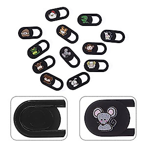 SOLUSTRE Laptop Camera Cover Slide PC Stickers 12pcs Cartoon Webcam Cover Webcam Cover Slider Webcam Slider Camera Cover for Laptop Tablet Phone Camera (Black) Computers Laptops Computer Camera