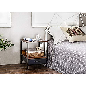 Kamiler Industrial Nightstand with Drawer -End Table,Side Table,Telephone Sofa Table Rustic Furniture Metal Frame for Bedroom/Entryway/Office