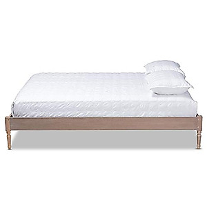 Baxton Studio Colette French Bohemian Antique Oak Finished Wood Full Size Platform Bed Frame