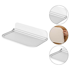 MAGICLULU Wall Mounted Folding Shelf Adhesive Plastic Bathroom Wall Shelf 90° Fold Up Small Wall Hanging Shelf Board for Bedside Toilet Room (L)