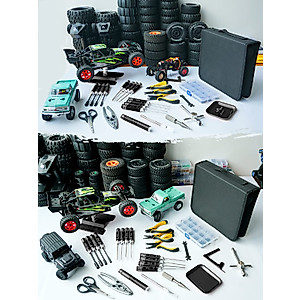 OGRC Tool Kit - Screwdriver Set (Flat, Phillips, Hex) RC Work Stand, 522PCS Screw Kit, Pliers Set, Body Reamer, Wrench, Tray, Repair Tools for RC Car Boat Quadcopter Helicopter – 26pcs (Black)