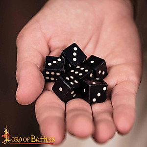 Lord of Battles Viking Medieval Horn Dice D&D Set of 6 with Inlaid Pips | Hand Made from Natural Ox Horn & Bone | Extremely Robust | Roleplaying Game Dice (Genuine Horn)