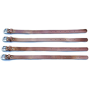 Jeereal Genuine Leather Stirrup Straps (4 Pack) with Metal Buckle Adjustable Length (Bourbon Brown)