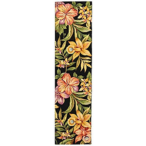 SAFAVIEH Chelsea Collection 2'6" x 8' Black HK212B Hand-Hooked French Country Wool Runner Rug