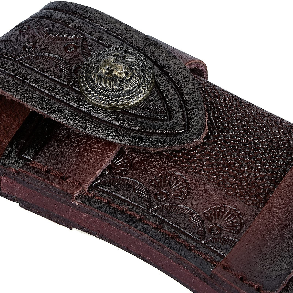 2024 4'' Leather Blade Pouch Closure Belt Loop for Folding Blade, Leather Snap Blade Case Holder