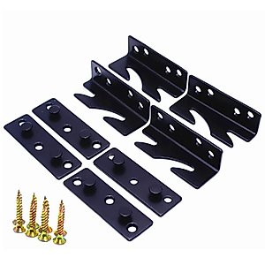 Bed Rail Bracket - Black Heavy Duty Non-Mortise Bed Rail Bracket Bed Rail Fasteners,Set of 4 (Screws Included)