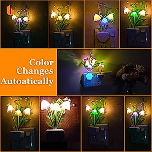 Urbanstrive Super Power Saving 0.5W Night Lights 7 Color Changing w/Dusk to Dawn Sensor LED NightLight Mushroom Lamp Plug-in LED Lamp Auto On/Off Night Light for Kids